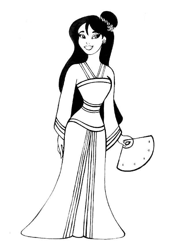 Beautiful Mulan Coloring Page Coloring Us
