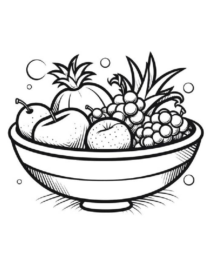 Fruit Bowl Basket Coloring Pages Drawing Fruits Kids Printable Drawings Fruit Bowl Basket Coloring Pages Drawing Fruits Kids Printable Drawings