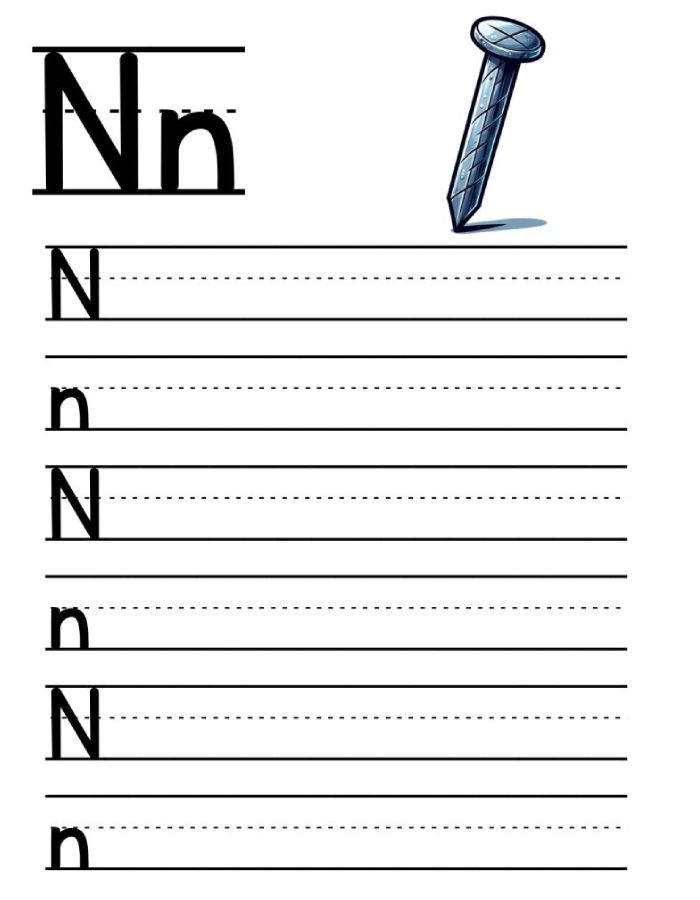 Letter N Practice Worksheets Coloring Page