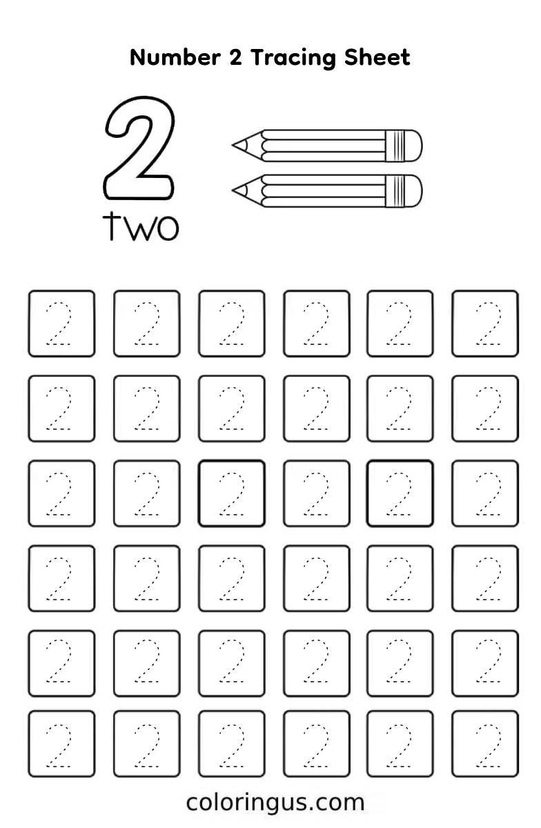Number 2 Preschool Worksheet Coloring Page Number 2 Preschool Worksheet Coloring Page
