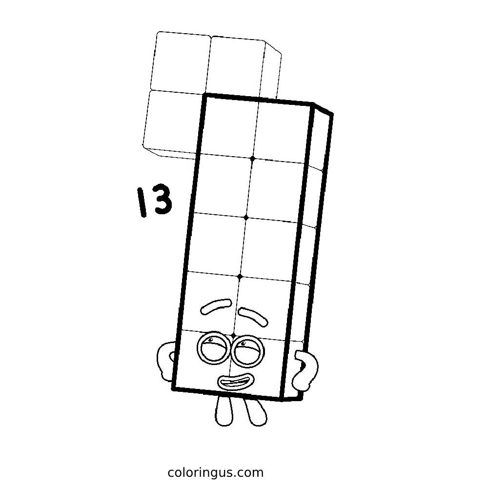 Number 13 Coloring Page Free Printable PDF Number 13 Coloring Page Free Printable PDF
