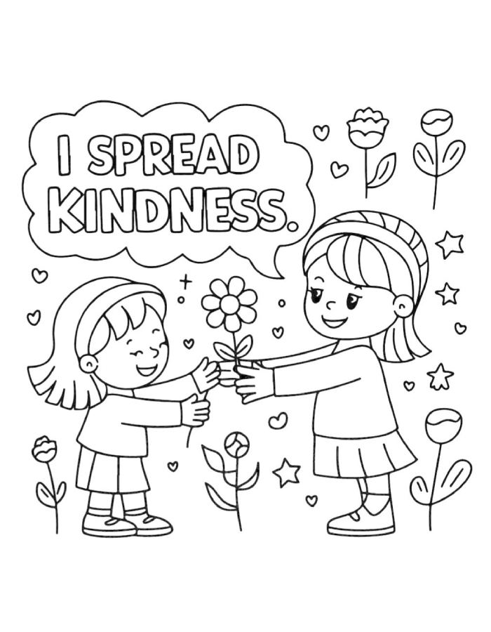 Kindness Coloring Pages (Free Printable PDF)